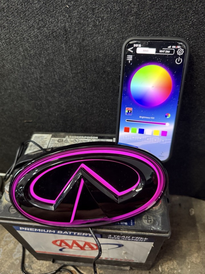 FOR 2018-2024 INFINITI Q50 COLOR CHANGING RGB LED GRILL EMBLEM GLOSS ...