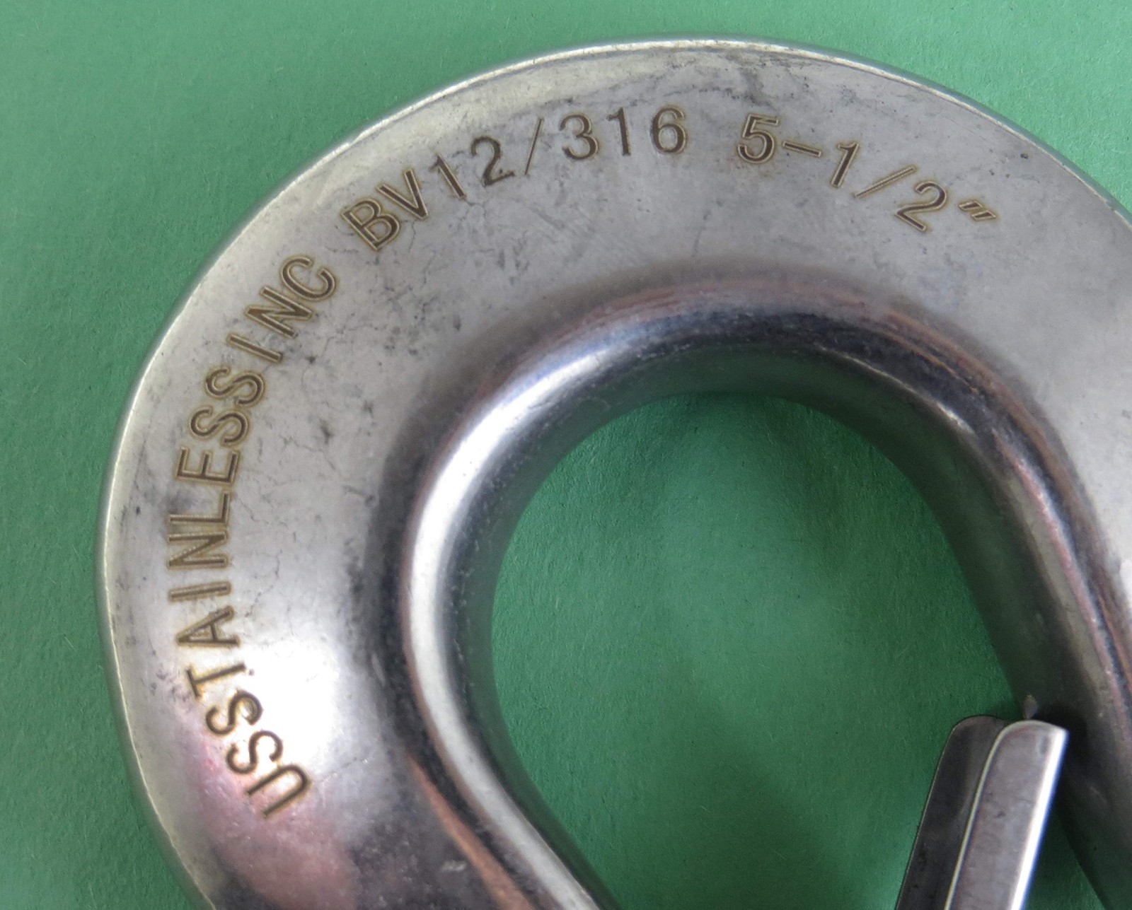 Stainless Steel 316 Rigid Eye Snap Hook with Safety Latch 5 1/2" Marine ...