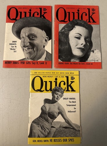 3 Quick News weekly 1950's Magazine Jimmy Durante,Jeanne Crain 7 ...