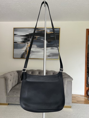 Vintage COACH Slim Hippie Flap Crossbody Saddle Bag Smooth Black ...