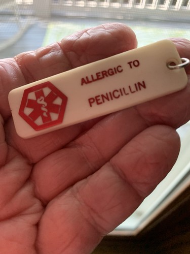 Old “Allergic To Penicillin” Tag Plastic, celluloid? | eBay