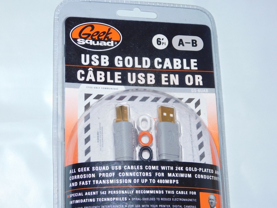 USB 6 ft Cable Gold Extension GS-6UEC New Geek squad | eBay