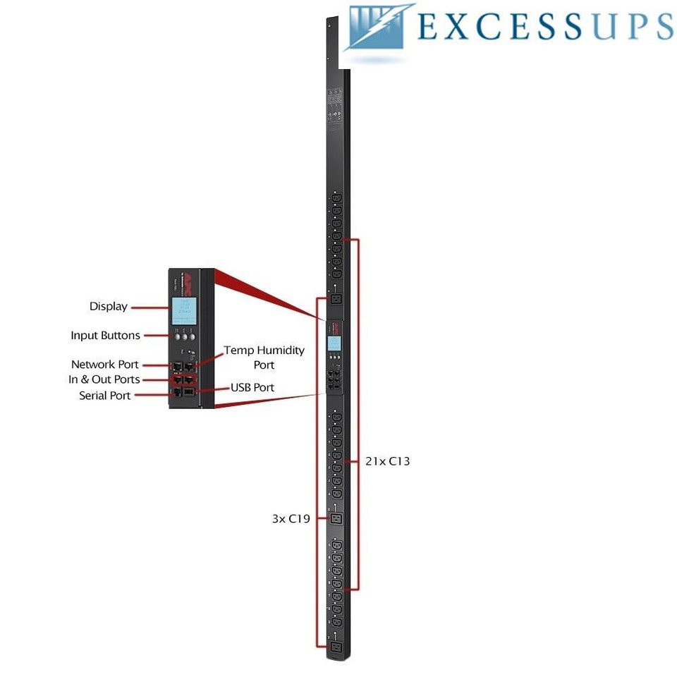 APC AP8959 Rack PDU 2G, Switched, 3300VA, 200-230V, 20A, Out:(21)C13 ...
