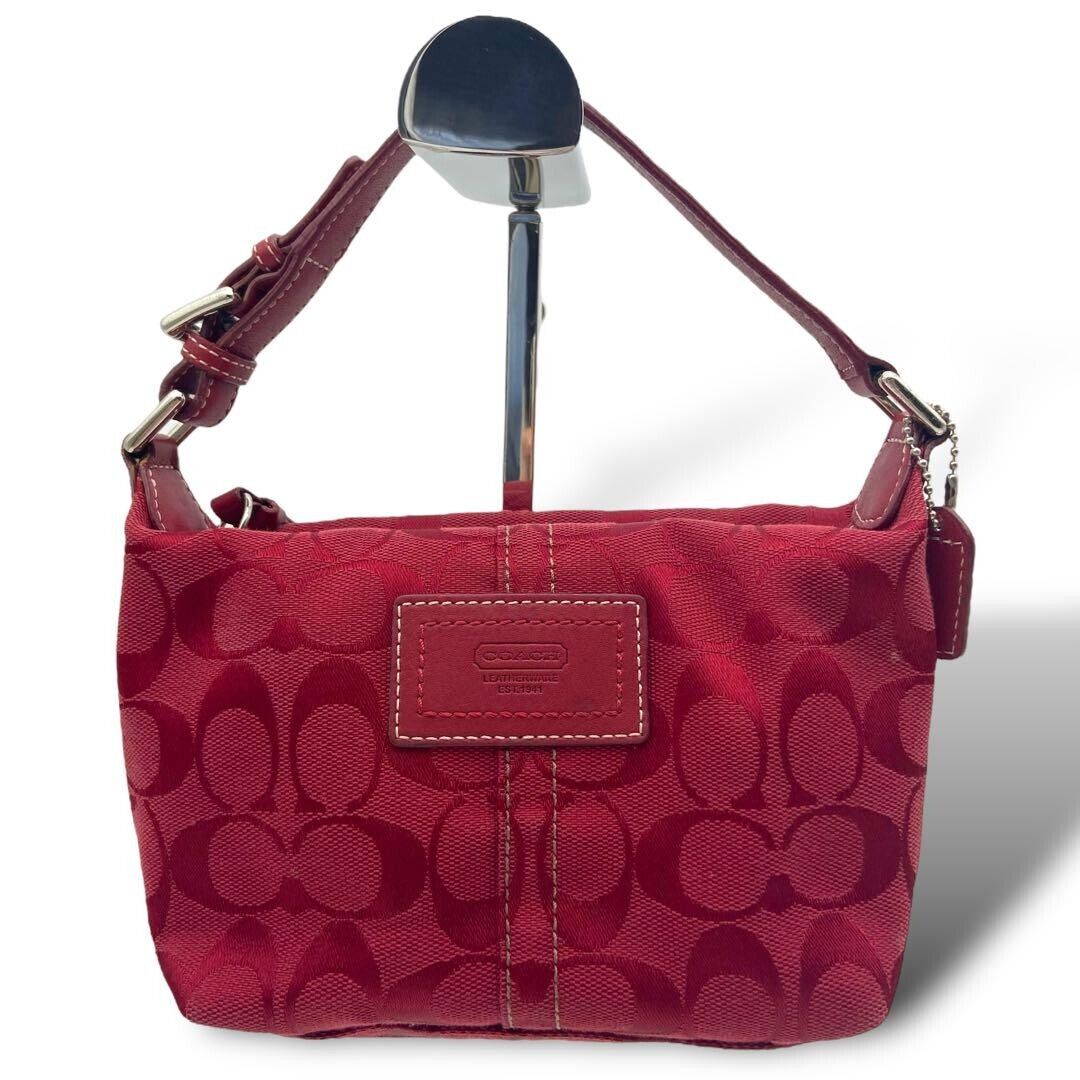 COACH Handbag Accessory Pouch Red Charm Signature Pre-Owned COACH Handbag Accessory Pouch Red Charm Signature Pre-Owned