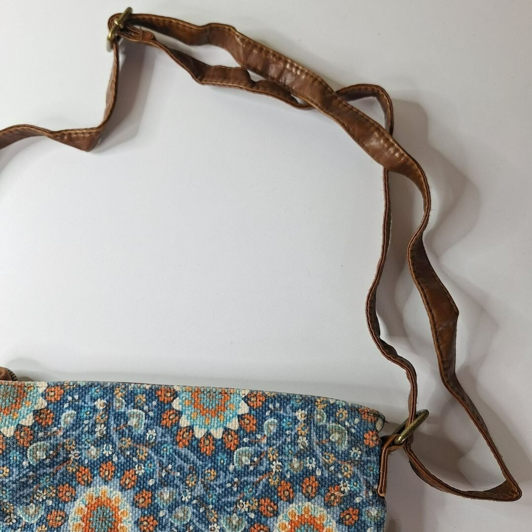 Crossbody Leather Cloth Purse Handbag Floral Zipper Pockets Adjustable ...