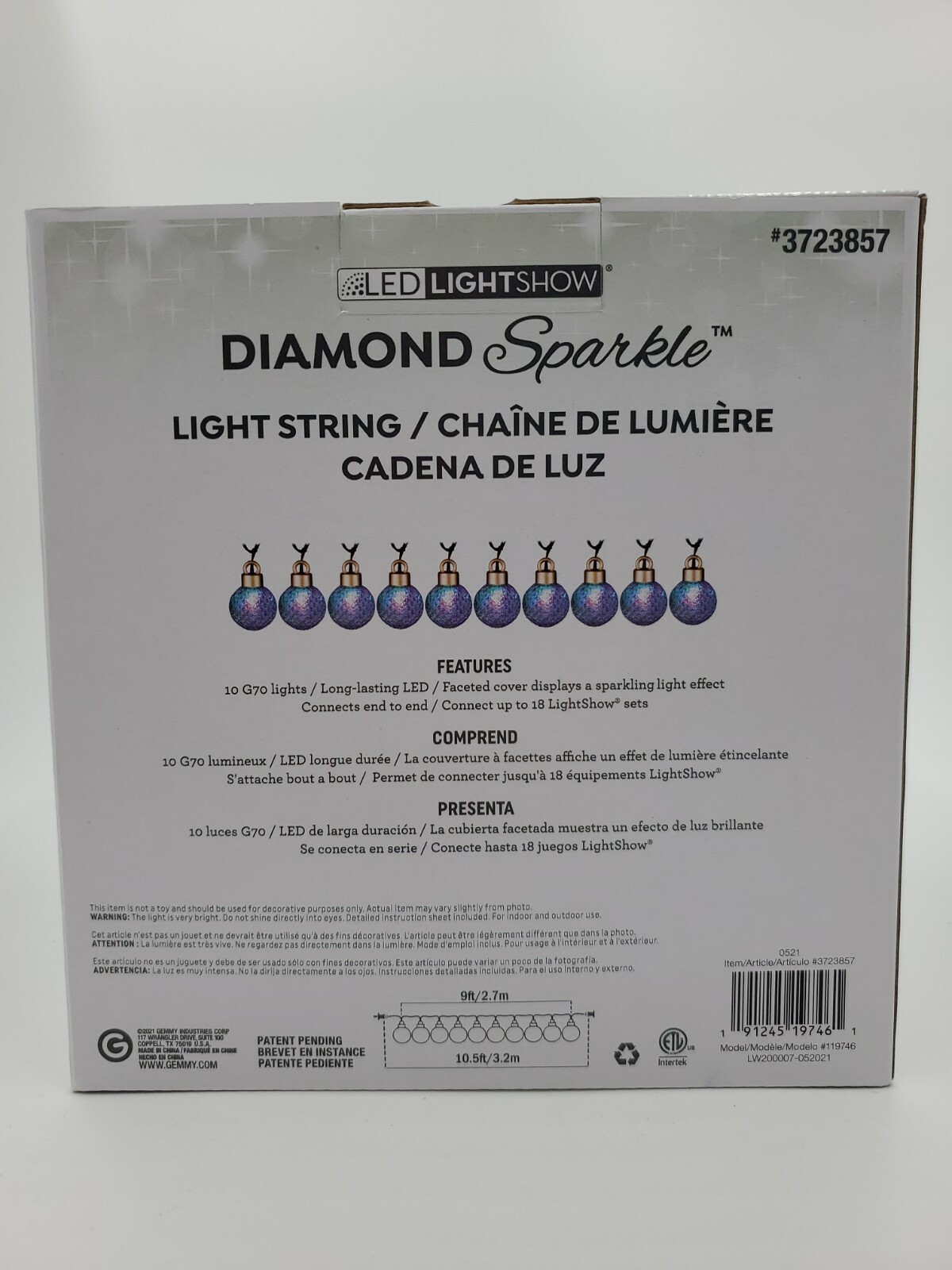 Gemmy Lightshow Diamond Sparkle 10 Ct LED Sparkling Multicolor ...