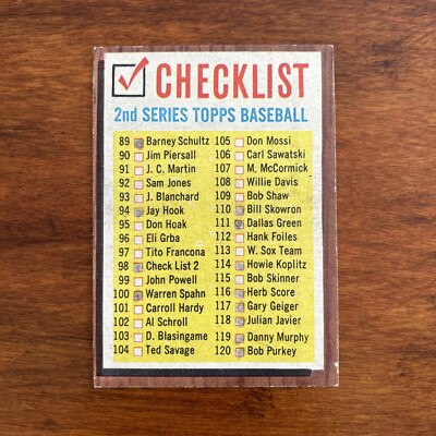 1962 Topps Baseball Checklist Card #98 | eBay
