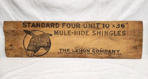 Vintage Antique Mule Hide Roofs Advertising Sign Shingle Wood Box Crate ...