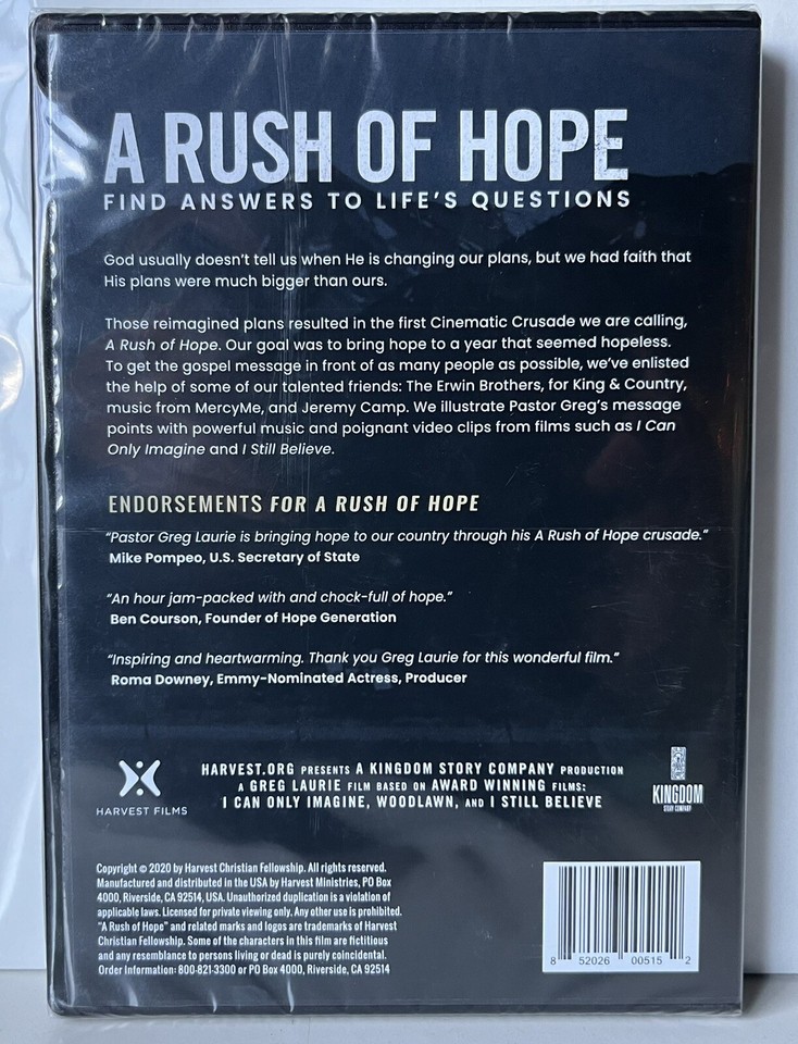 Greg Laurie's A Rush Of Hope DVD New (Factory Sealed) | eBay
