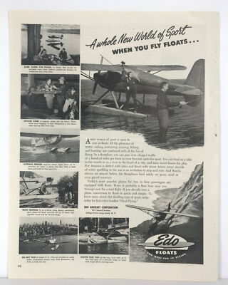 Vintage 1947 Edo Aircraft Corporation Floats Print Ad Floatplane Flying ...