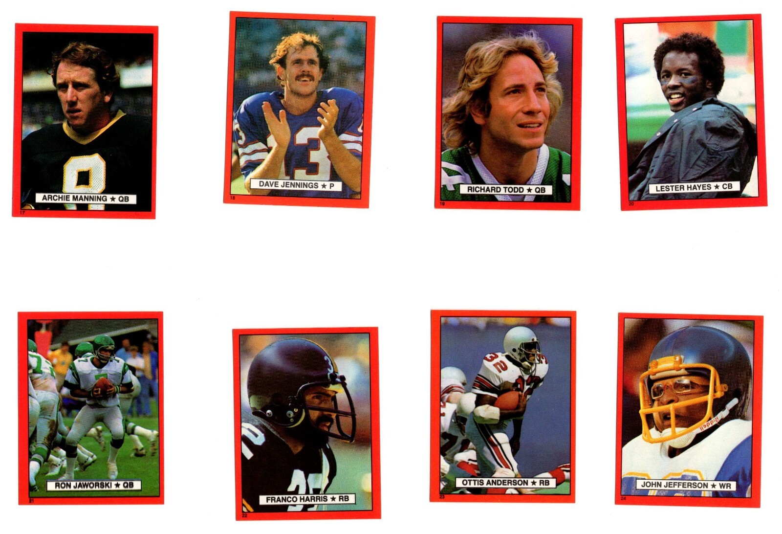 Archie Manning, 1981 Topps Football Stickers Red Border Test #17 ...