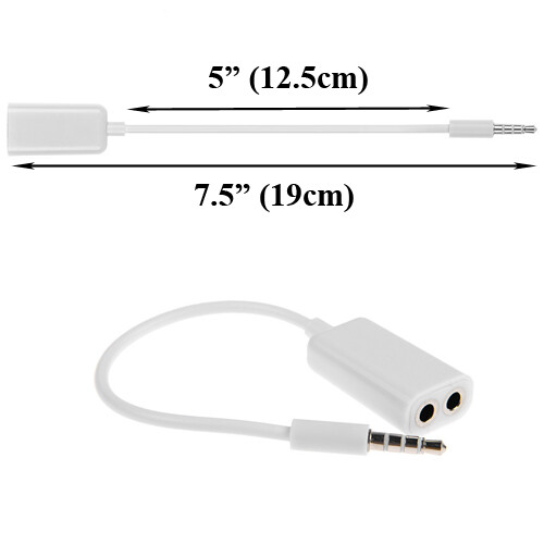 Headphones Splitter 3.5mm Earphone Adapter Dual Headset Port for Cell ...