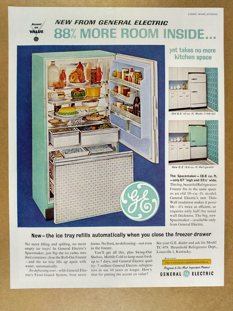 1962 GE General Electric Spacemaker Refrigerator vintage print Ad | eBay