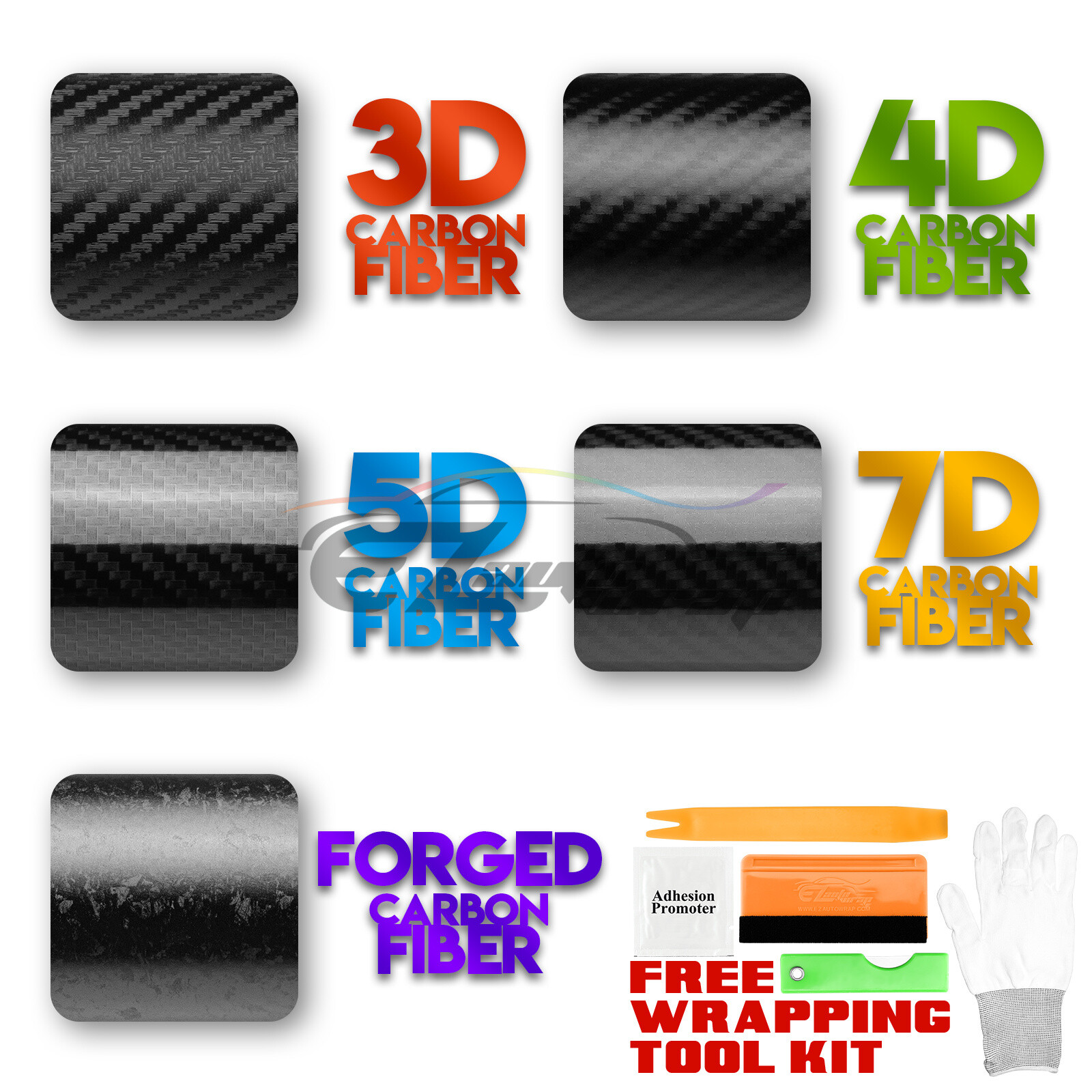 3D 4D 5D 7D Premium Matte Gloss Semi Black Carbon Fiber Vinyl Wrap ...