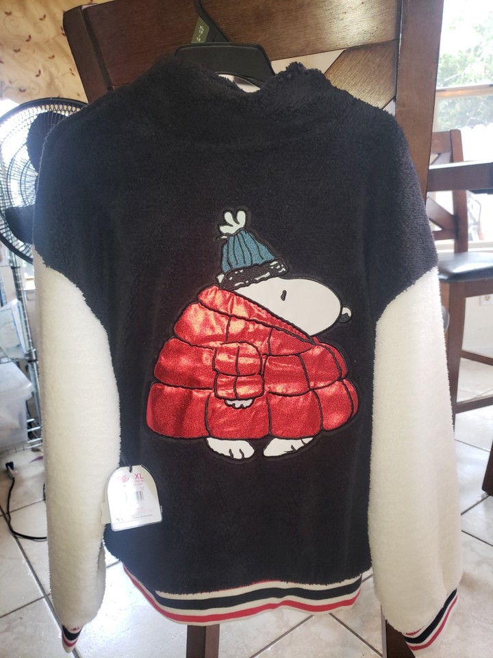 NEW Snoopy Justice Girls XL Extra Large THICK Warm Sherpa Jacket ...