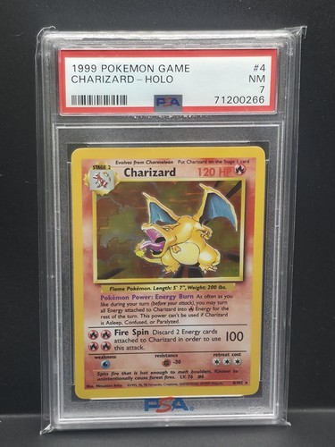 Pokémon TCG Charizard Base Set Holo Unlimited Rare Card 4/102 PSA NM 7 ...