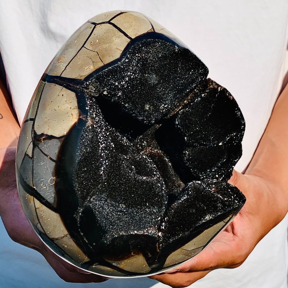 10.71LB Natural Turtle Back Stone Dragon Crystal Cave Crack Gem Healing ...