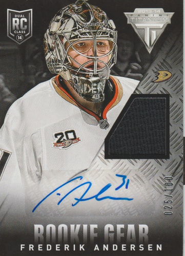 Frederik Andersen 2014 Panini Titanium rookie RC autograph auto card RA ...