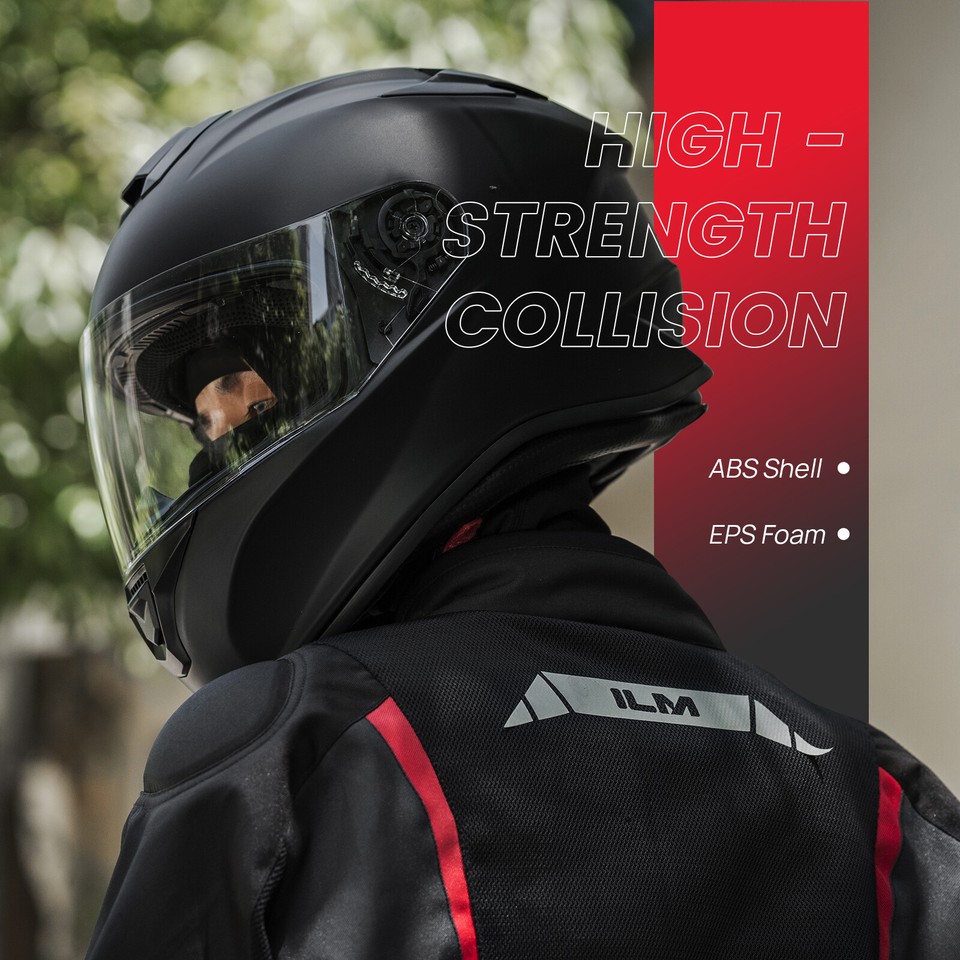 ILM Matte Black Full Face Motorcycle Helmet Enlarged Air Vents for ...