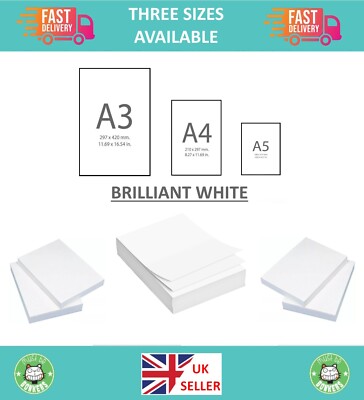 A3 A4 A5 WHITE PAPER 80GSM COPIER SHEETS STOCK SCHOOL WORK PROJECT ...