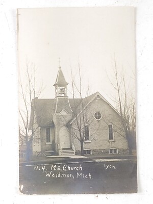 Real Photo Postcard M.E. Methodist Church Weidman Isabella County MI ...