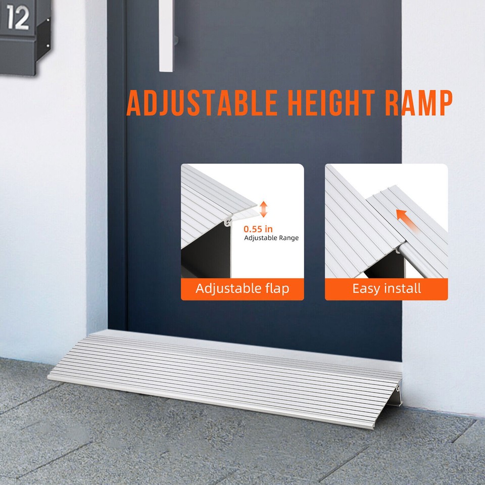 800LBS Threshold Ramp Aluminum Adjustable Door Entry Ramp with Non-Slip ...
