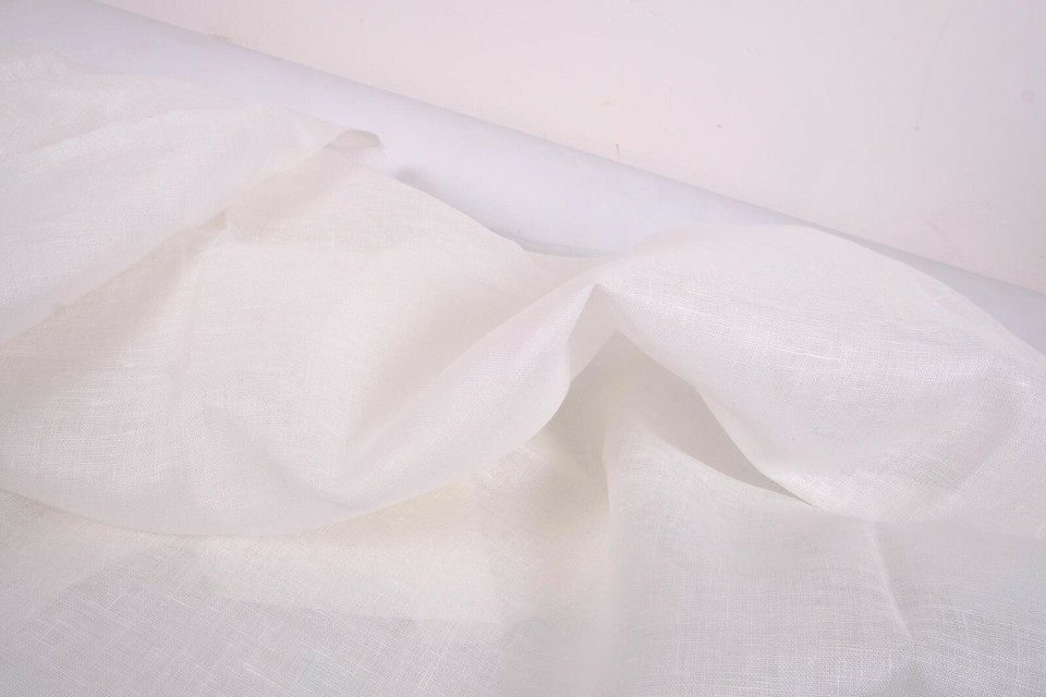 100% linen light white fabric SHEER weight 95gsm gauze flax Lithuanian ...