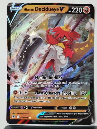 HOLO Hisuian Decidueye V 083/189 NM / M - Astral Radiance Pokemon Card ...