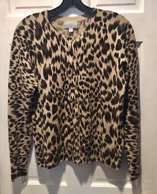 Pure Collection Animal Print Cashmere Cardigan Sweater Sz 8/10 | eBay