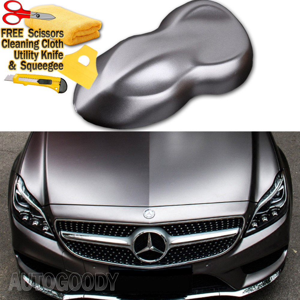 120" x 60" Satin Matte Chrome Metallic Dark Gray Vinyl Film Wrap Air ...