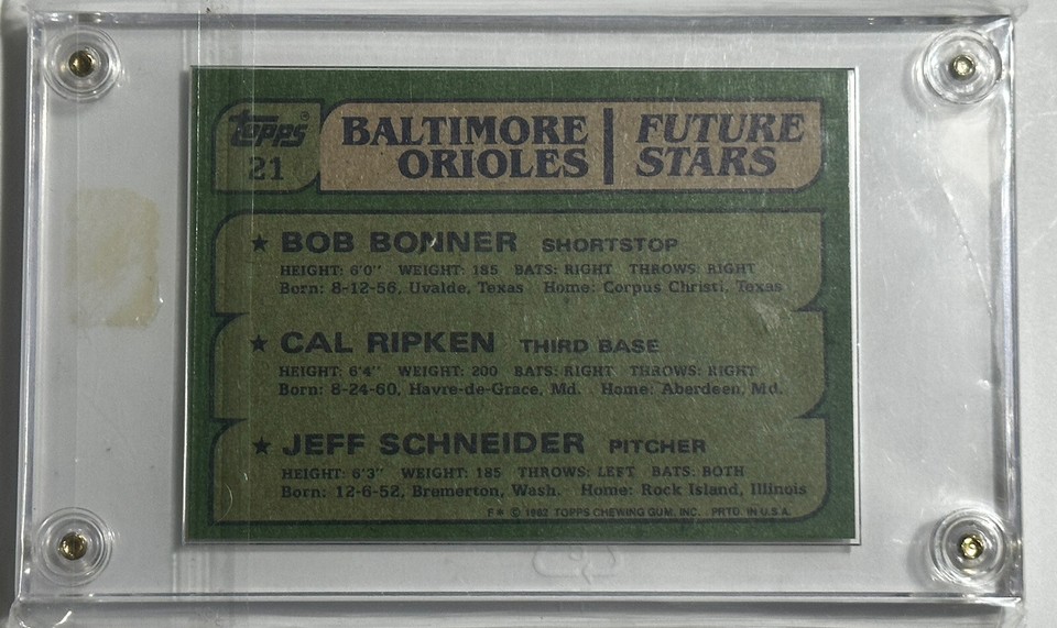 1982 TOPPS BASEBALL #21 CAL RIPKEN JR. FUTURE STARS ROOKIE CARD RC ...