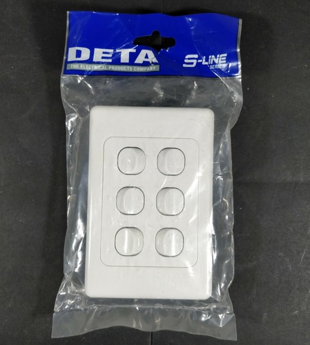 DETA 6 Gang Light Switch with Wall Plate White Six Way 250V AC - 6166B ...