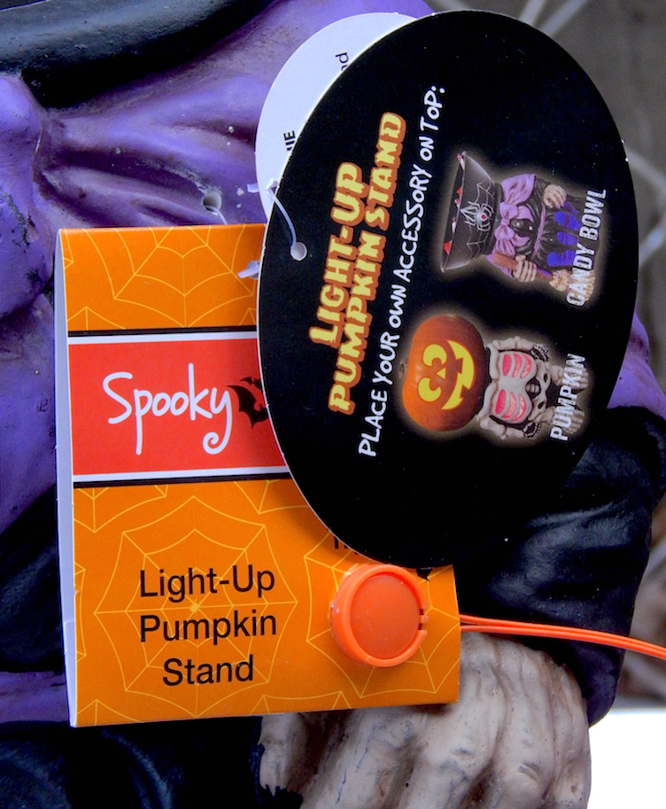 12" LIGHT UP PLASTER WITCH PUMPKIN STAND rare Halloween prop bowl stand ...