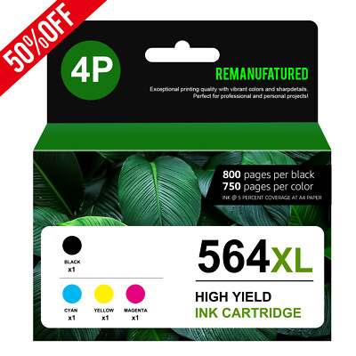 4P 564XL 564 Ink Cartridge for HP DeskJet 3520 3522 Photosmart 5510 ...
