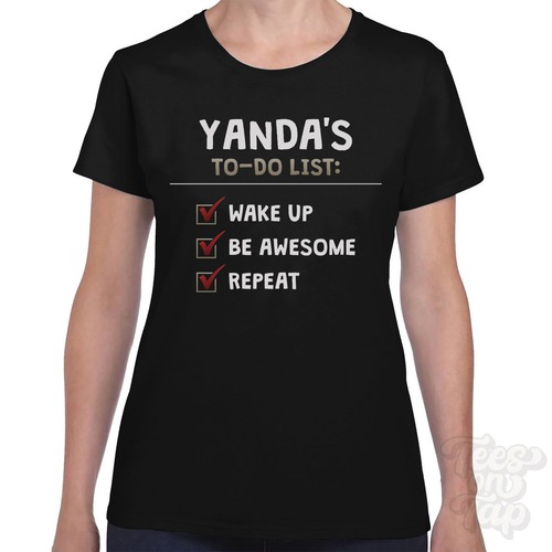 YANDA'S TO DO LIST WAKE UP BE AWESOME REPEAT T-SHIRT funny name gift ...