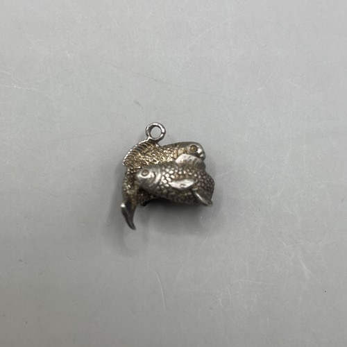 Vintage Sterling Silver Pisces Interlocking Fish Zodiac Charm Pendant ...