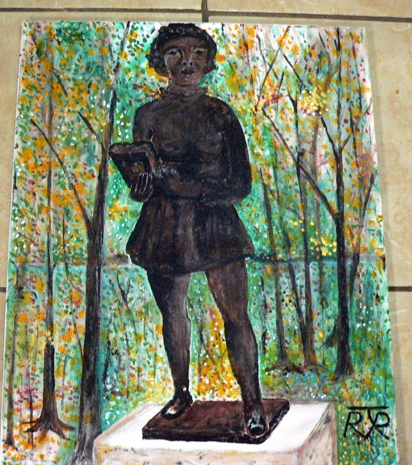 Richard Tindale d.2025 Signed Oil Painting Pointillism Woodland Statue ...