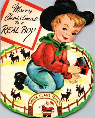Rocking Rodeo Toy Cowboy KidVTG Christmas Greeting Card | eBay
