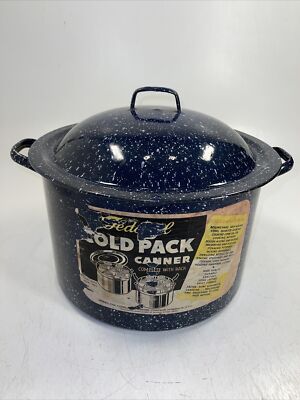 Vintage Federal Speckled Enamelware Cold Pack Canner Decor Rustic Lid ...