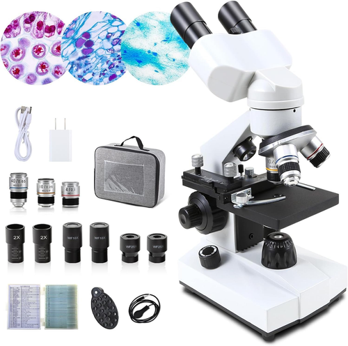 Compound Binocular Microscopes 40X-2000X with Microscope Prepared ...