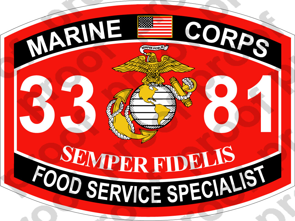 STICKER USMC MOS 3381 FOOD SERVICE SPECIALIST ooo USMC Lisc No 20187 | eBay