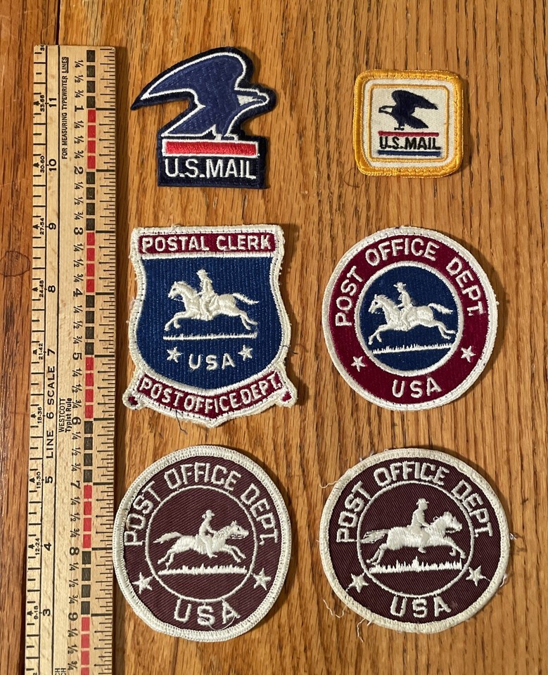 Lot of 6 Vintage US Mail Patches, Post Office Dept. USPS uniform ...
