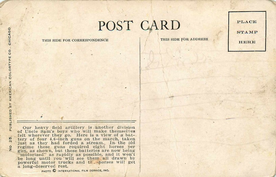 Postcard WWI 4.7 Inch Gun Battery US Army Marines Tow M1906 Unposted | eBay
