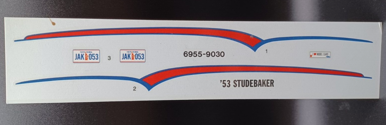AMT/ERTL | No. 6955 | 1:25 1953 Studebaker Starliner Coupe Decals | eBay