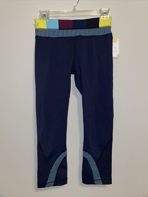 Lululemon Navy Blue Athletic Capri Pants W/Multicolor Color Blocks ...