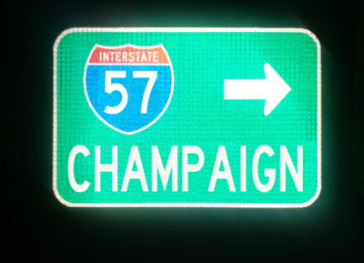 CHAMPAIGN Interstate 57 route road sign - Illinois, Chicago Cubs ...