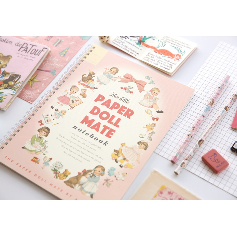 Afrocat Paper Doll Mate Spring Notebook Paper 60 Pages Thin 7mm Line ...