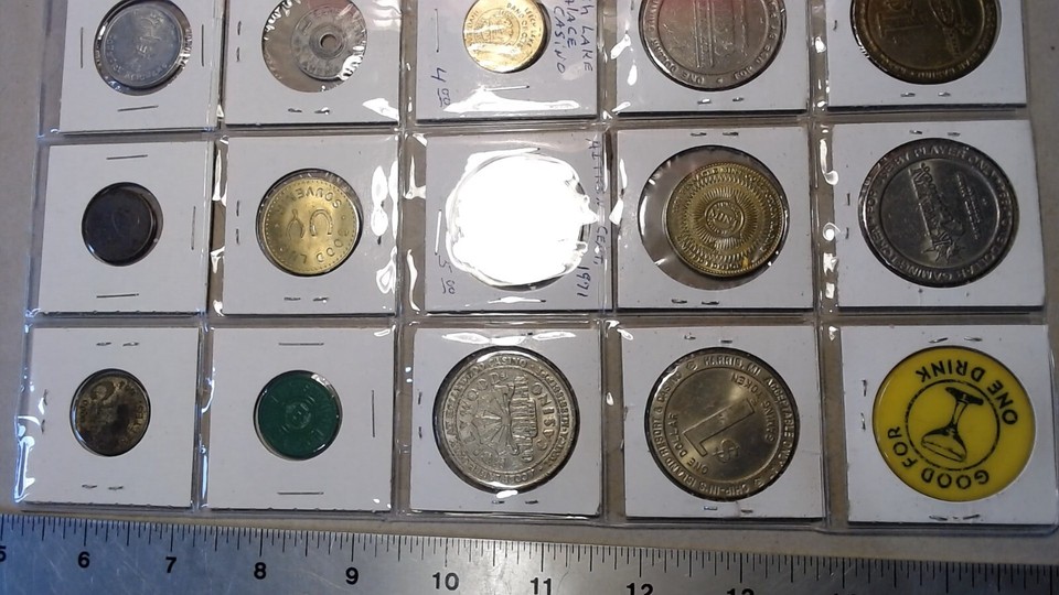 Vintage Lot of 20 Tokens ranging from Wind Jammer to Casino Tokens ...