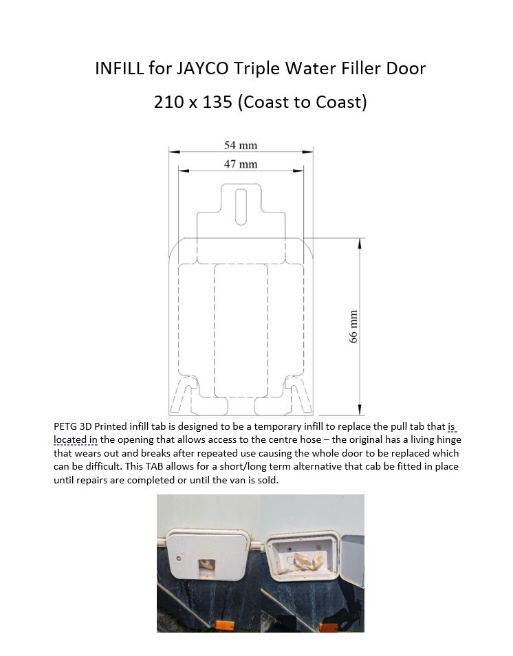 Jayco coast to coast Triple Water Filler - Door Infill Tab - white ...
