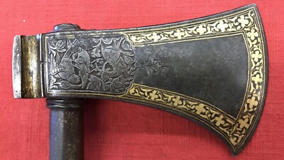 Persian Qajar Dynasty Fighting Axe With Long Concealed Dagger, Early ...
